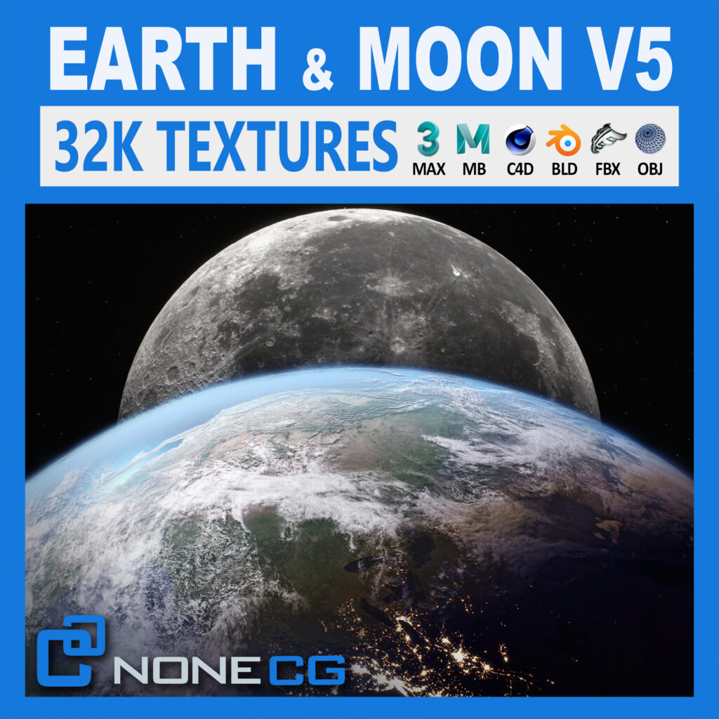 3D Earth & Moon Model v5 » Download and buy PRO 3D models on NoneCG.com